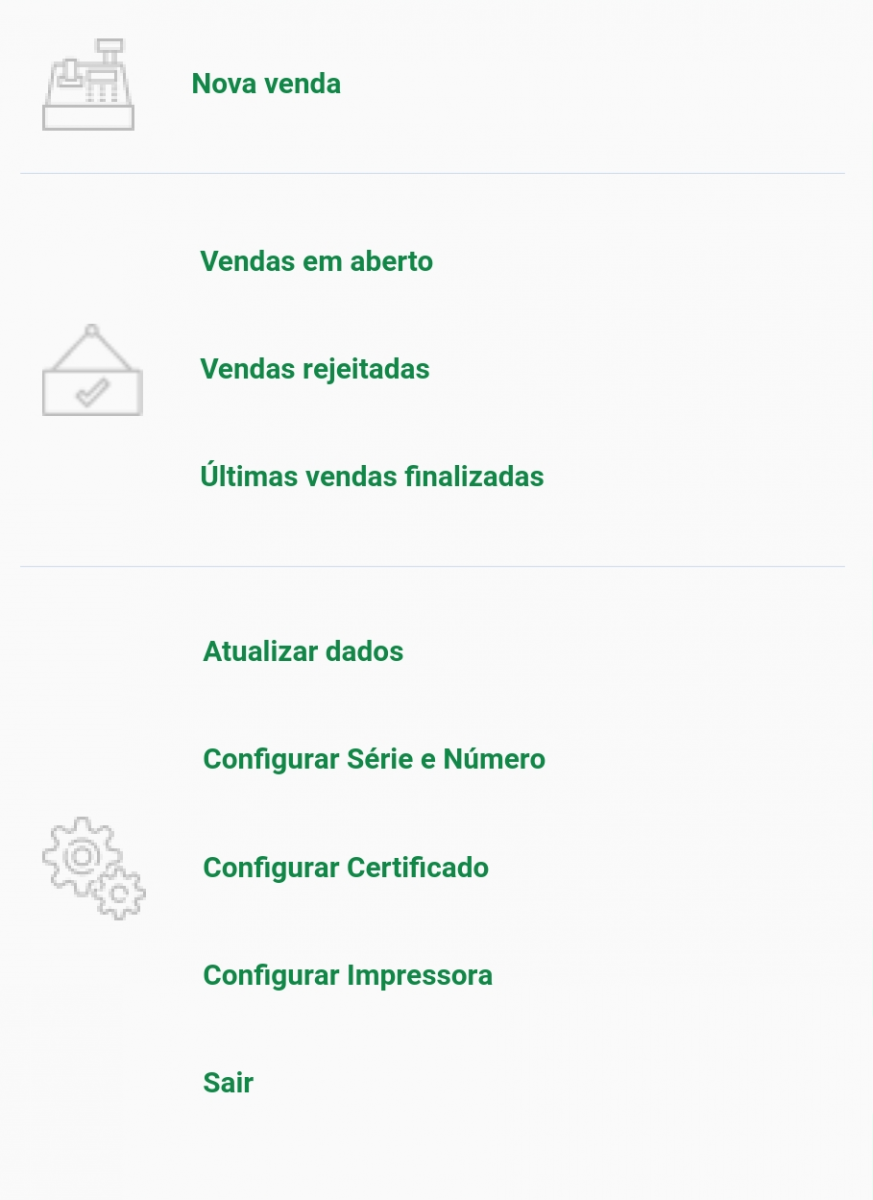 O App conta com um gerenciador de NFC-e, para acessa-lo clique no botão